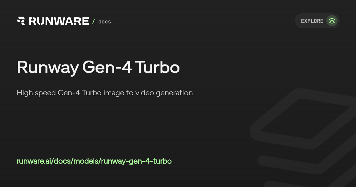 Runway Gen-4 Turbo API | Runware Docs